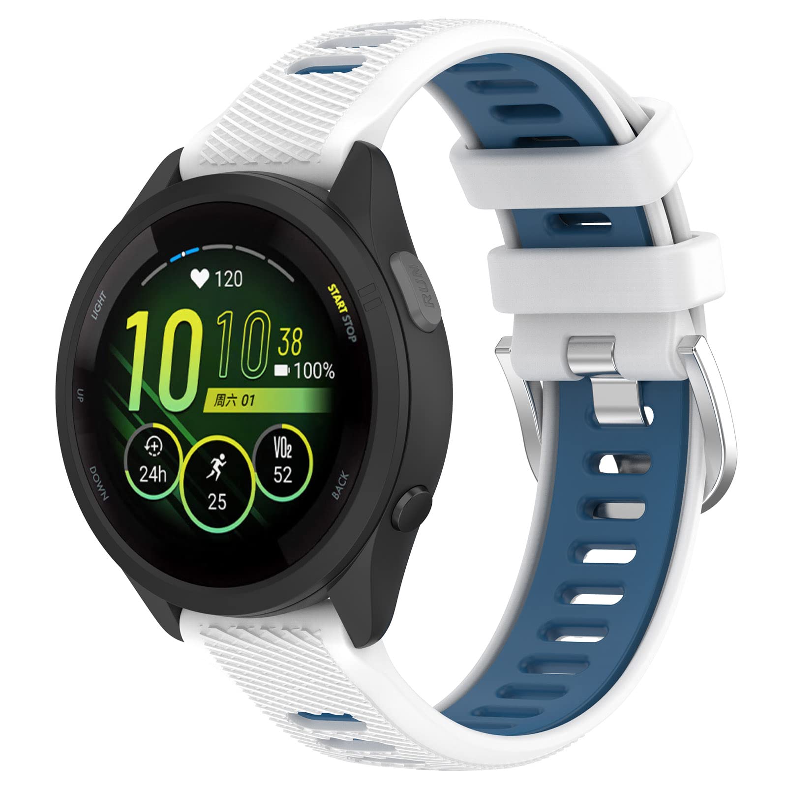 18mm Watch Bands Fit for Garmin Forerunner 265S 255S, Vivoactive 4S Quick Release Silicone Replacement Watch Bands Straps Wristbands Bracelet Fit for Garmin Vivomove 3S/Venu 2S (White)