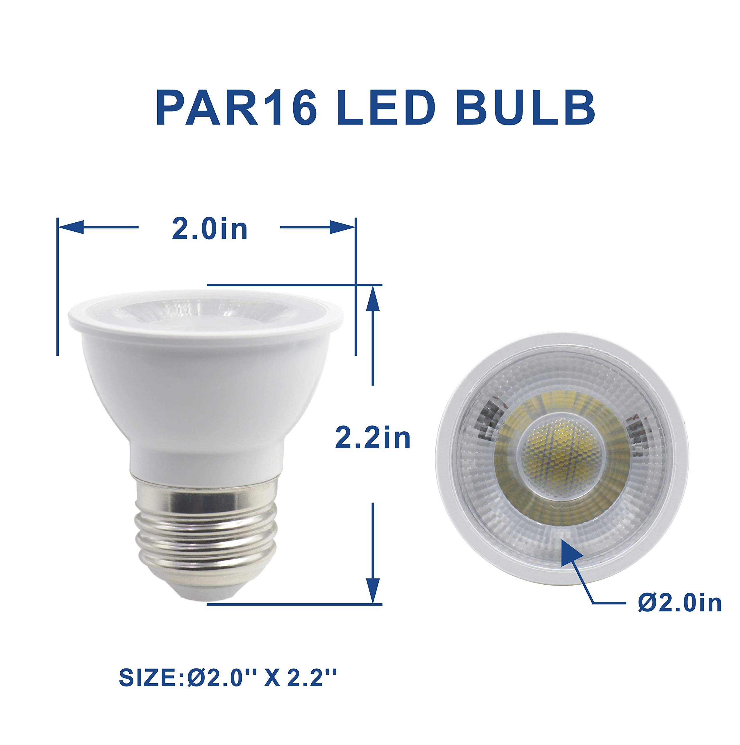 ANC PAR16 LED Bulb Dimmable Spotlight Bulb 7W LED Bulbs(50W Halogen Bulbs Equivalent),500 Lumens 6500K Cool White 35° Beam Angle Spot Bulb 5 Pack