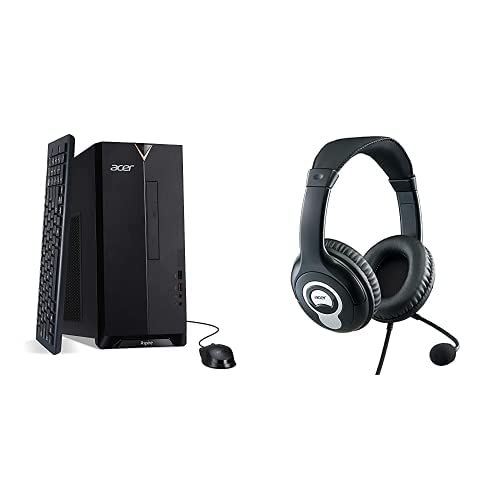 Acer Aspire TC-1660-UA19 Desktop | 10th Gen Core i5-10400 Processor | 12GB DDR4 | 512GB M.2 SSD | 8X DVD | Intel Wi-Fi 6 |Windows 11 Home Wired Headset with Flexible Omnidirectional Mic