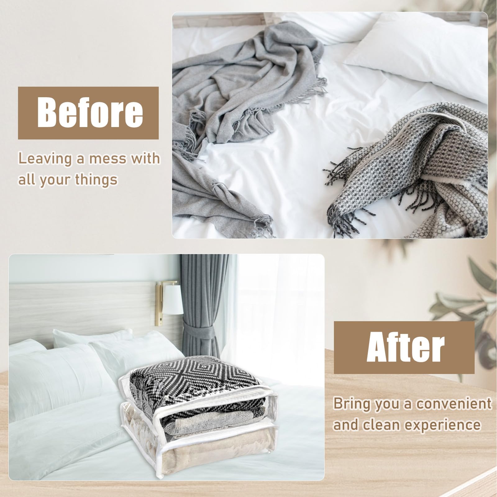 30Pcs Clear Vinyl Zippered Storage Bags,Blankets Storage Bags Plastic Storage Bags for Sweater Clothes Bed Sheet Organizer with Zipper for Closet Linen Sweater Bed Sheet Pillow,10.5 x 10.5 x 2.5 Inch