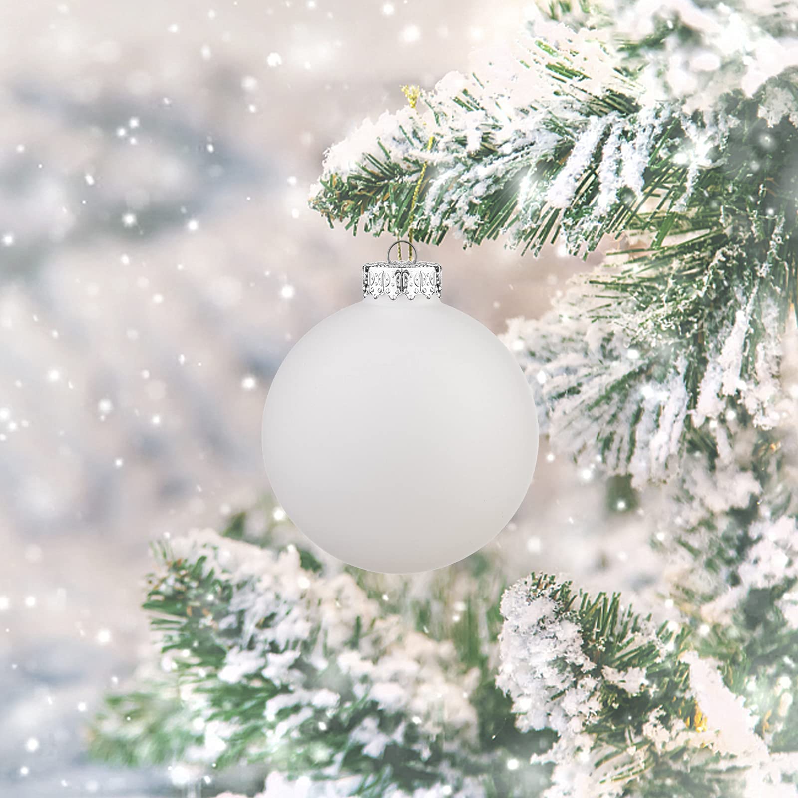 18PCS 1.8inch(45mm) Christmas Ball Ornaments for Christmas Decorations, Glass Ball Present for Xmas Trees and Wedding Party, Xmas Tree Decorations Set(White)