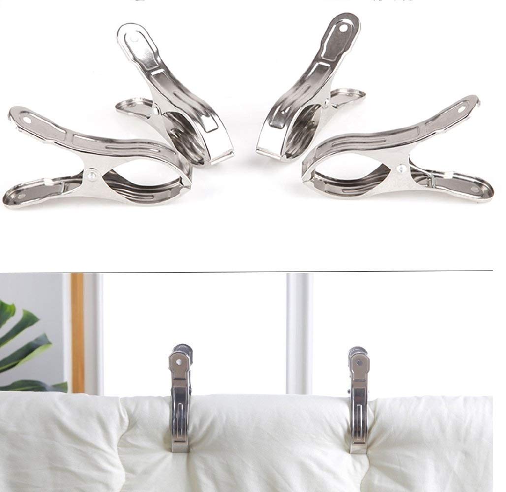 8 Pack Stainless Steel Clothespins, 4.7 Inch Towel Clips for Beach Chairs,Giant Clothes Pins,Metal Clip - Keep Your Towel from Blowing Away, Suitable for Home Use/Beach Chairs on Cruise Ships