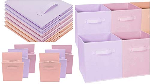 7520 β Pastel Pink Orange Purple - Foldable Storage Cube Basket Bin - MN43