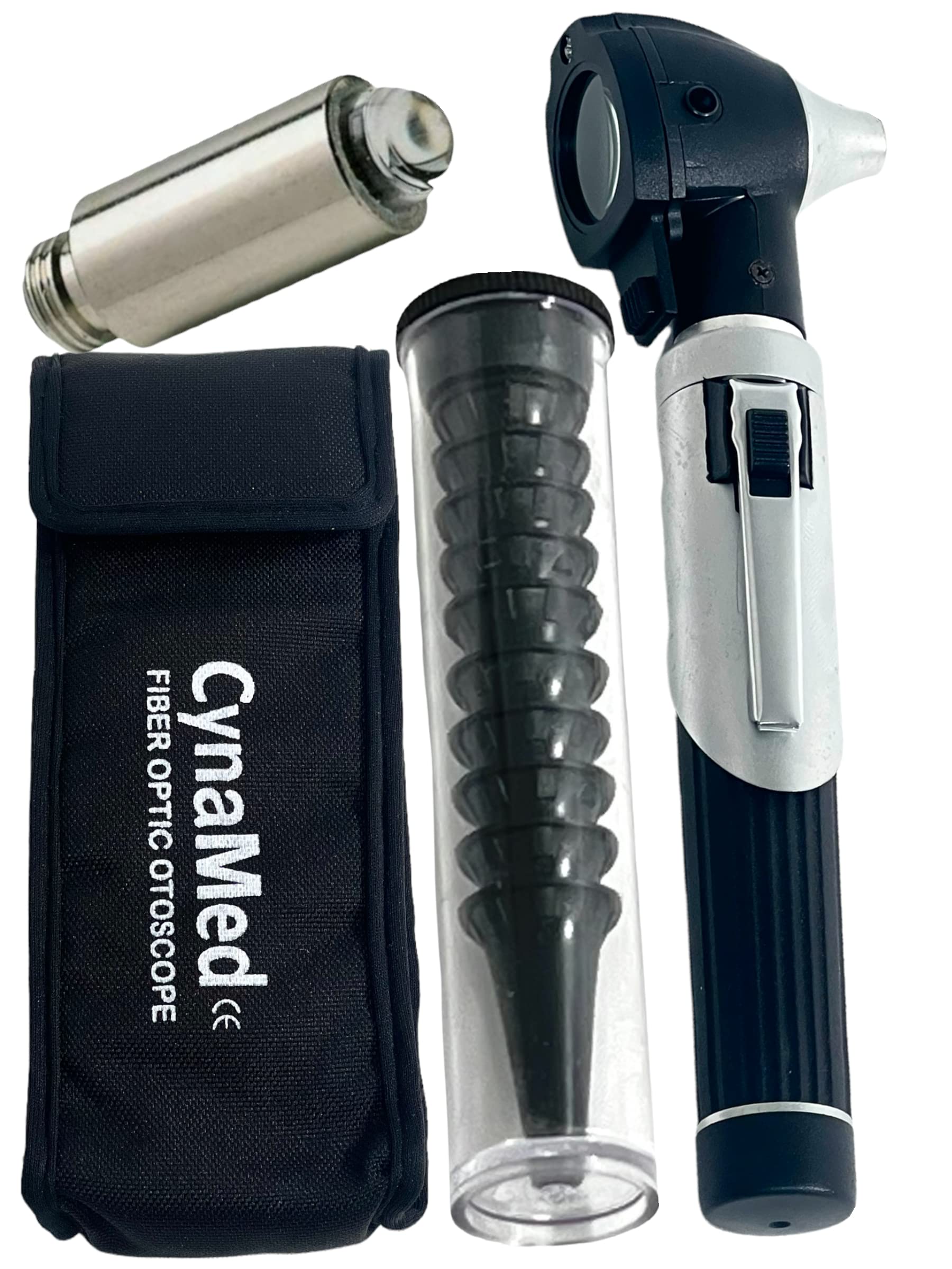 Cynamed Mini Otoscope Set-Pocket Size, Fiber Optic Otoscope Diagnostic Ear Care Tool-Pocket Otoscope (Black)