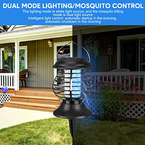 4 Pack Solar Bug Zapper Outdoor Waterproof Mosquito Zapper Outdoor Mosquito Repellent Trap Solar Powered Bug Lights for Outside Fly Mosquito Killer Outdoor for Home Camping Backyard (Novelty Style)