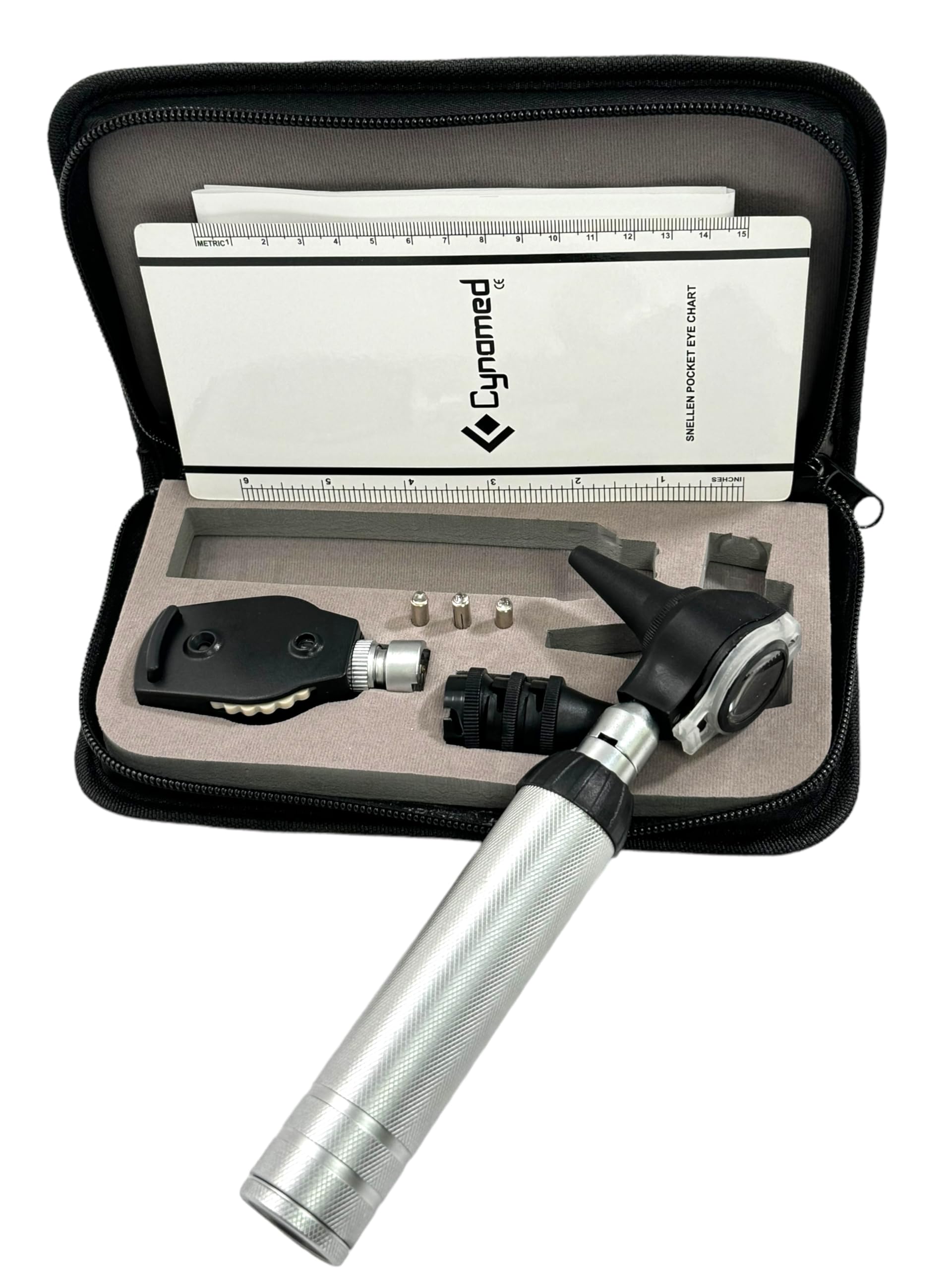 Cynamed Otoscope Set-3.2V Bright White LED Otoscope Set with Accessories - The Perfect Tool for Nurses (Zipper Leather Case)