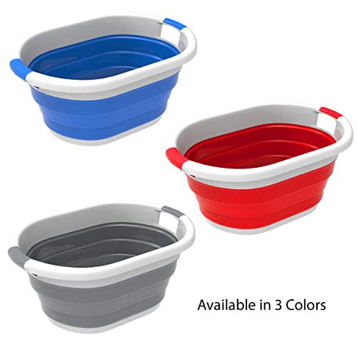 Collapsible Laundry Basket- Space Saving Pop Up Clothes, Multiuse Organizer/Storage Container with Comfort Grip Handles by Lavish Home (Blue)