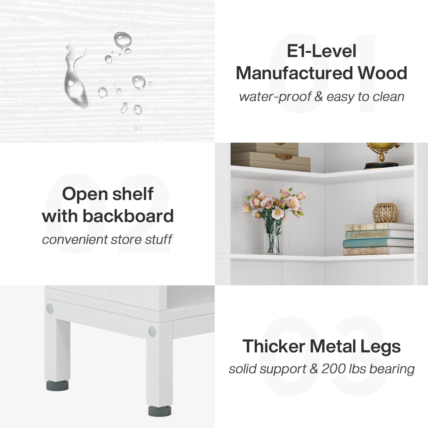 LITTLE TREE 70.8-in Tall Bookcase, 6-Tier White L-Shaped Bookshelf, Modern Corner Bookcase Bookshelf, Freestanding Display Storage Rack with Back Panel for Living Room, Bedroom