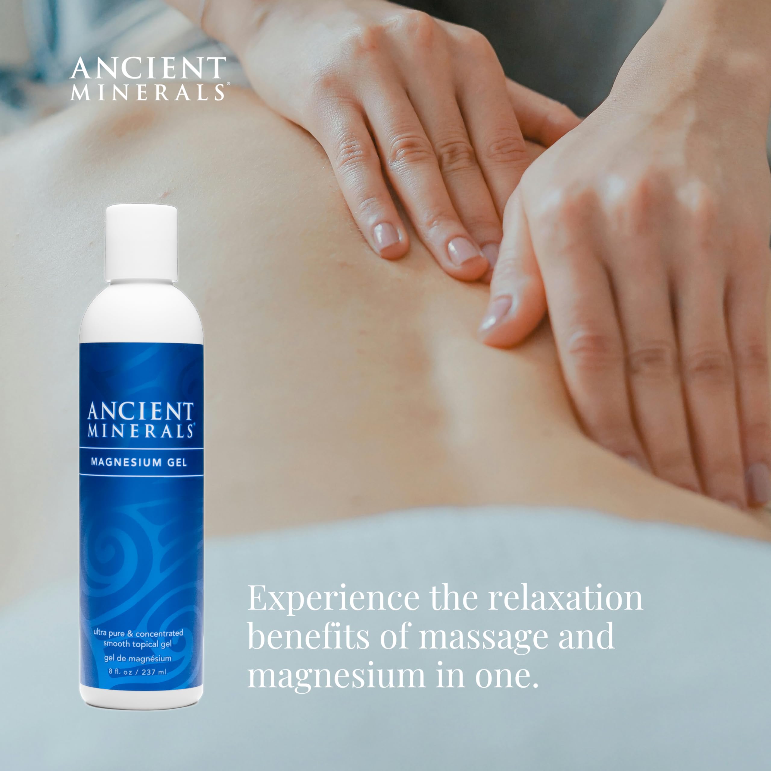 Ancient Minerals Magnesium Gel - 8oz Bottle - Pure Genuine Zechstein Magnesium Chloride - Best for Massage, Topical Skin Application