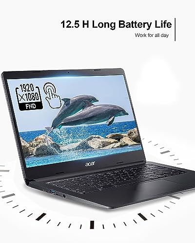 acer Chromebook 314 Laptop for Student & Business, 14" Full HD Touchscreen, 4GB RAM, 64GB eMMC, Quad-Core Intel Celeron N4020, 12.5H Long Battery Life, Intel UHD Graphics, WiFi, Black, Chrome OS