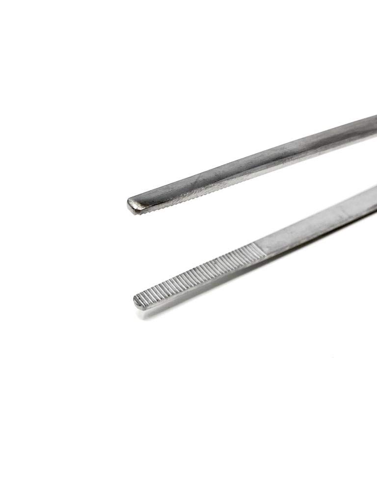 Cynamed Set of 4 Thumb Tweezer Mulipurpose Forceps 12in. Blunt Serrated Tips Stainless Steel