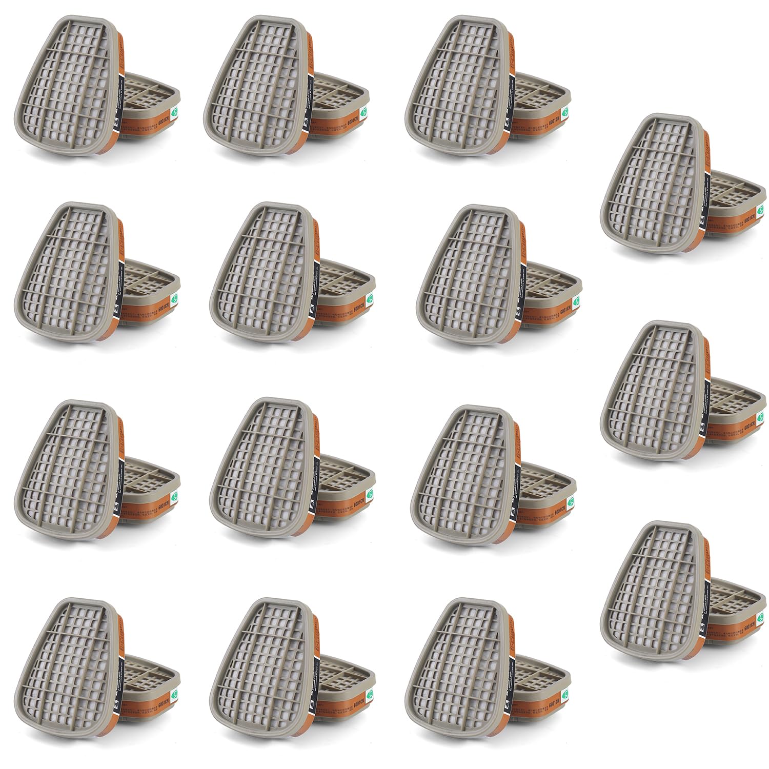 6001 Filter Cartridges for Respirator, Dust-Proof, Organic Vapor, Pollen and Chemical Cartridges, Compatible with 6200, 6800, 7502, FF402 Respirator 30PCS(15Pack) Brown