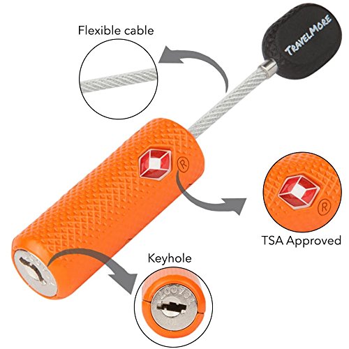 4 Pack TSA Approved Luggage Locks with Keys for Travel β Flexible Ultra Secure Mini Key Padlock & Metal Zinc Alloy Material β Orange