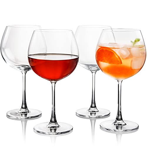 FAWLES Crystal Red Wine Glasses Set of 4, 23 oz (640 ml) Balloon Wine Goblets Set, Gin and Tonic Glasses Set, Perfect Gifts for Housewarming, Wedding and Anniversary