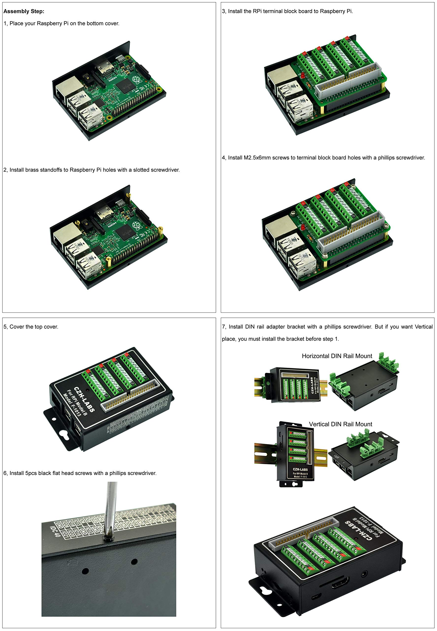 CZH-LABS RPi Screw Terminal Block Breakout Module with Aluminum Enclosure. for Raspberry Pi 1 2 3 Model B/B+