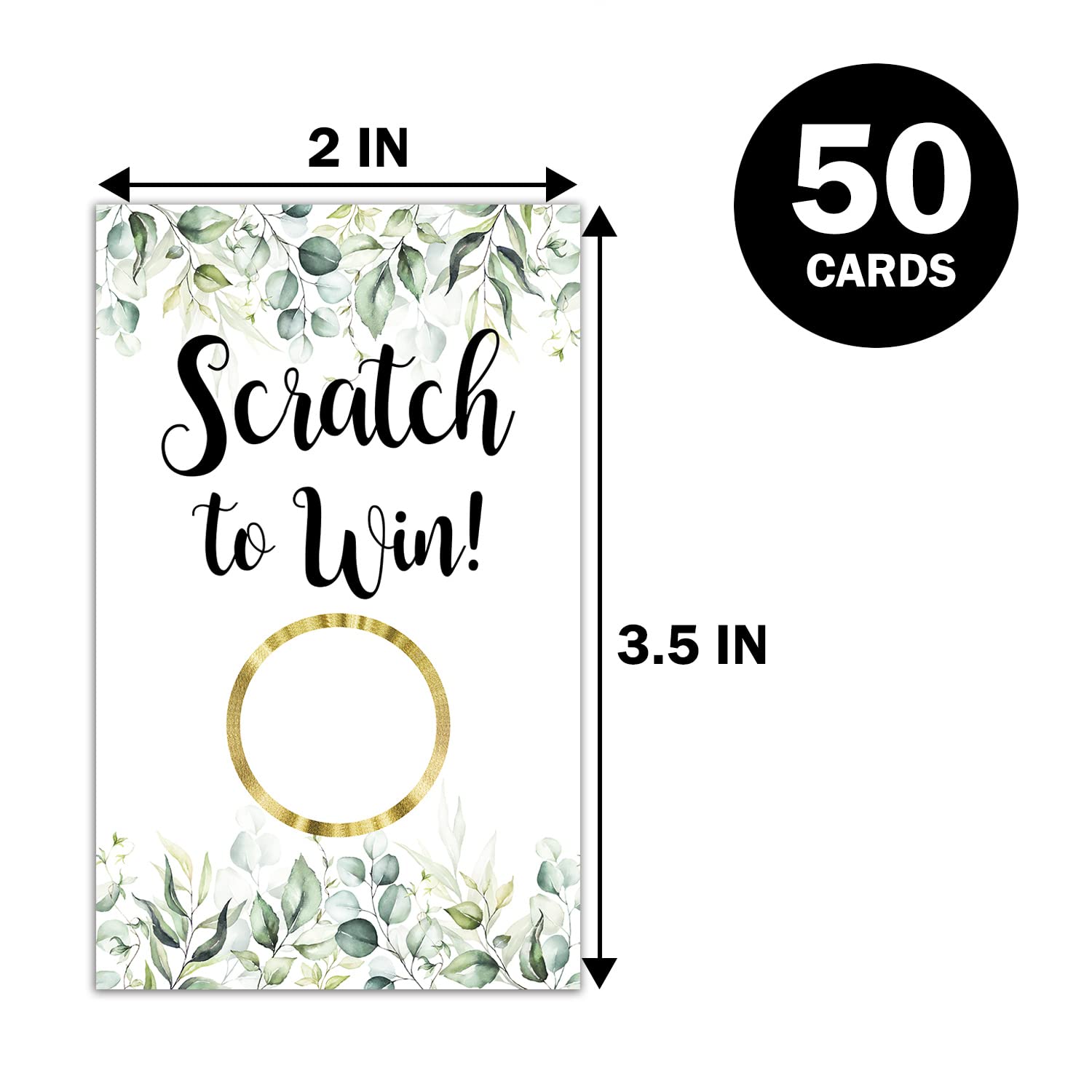 50 Greenery Scratch Off Game Cards, Greenery Lottery Tickets, Activities For Bridal Shower Activity, Baby Shower Raffle Ticket Reveal to Win Event Prizes.