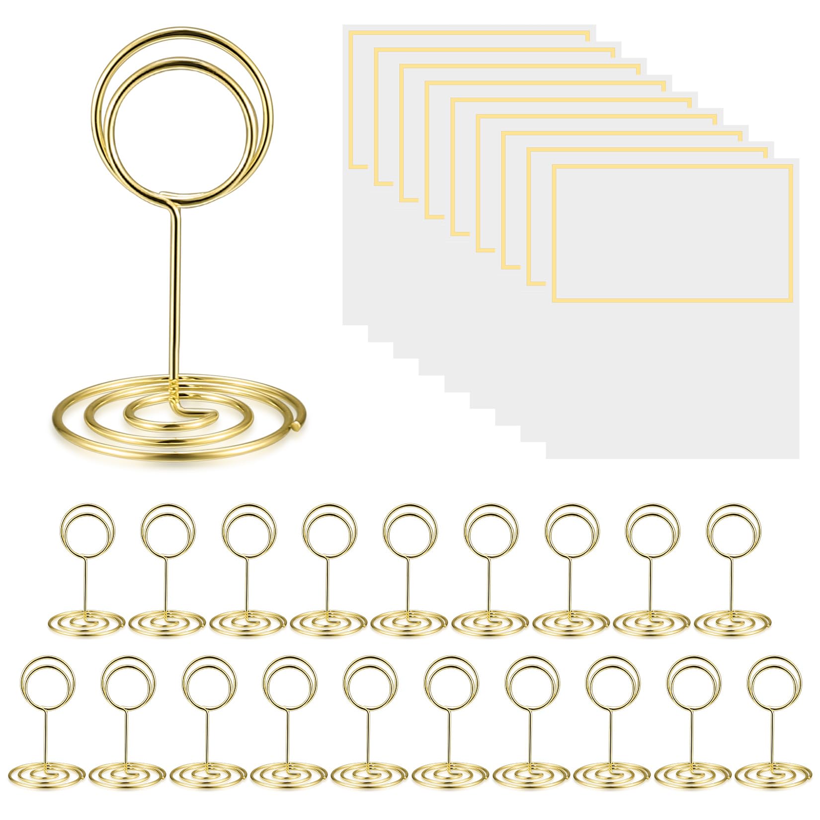 20 Pcs Place Card Holders, Table Number Holders, Table Card Holders, Gold Metal Wire Picture/Photo/Menu/Memo/Notes/Place Cards Holders Stands Clips for Centerpieces Wedding Reception Table