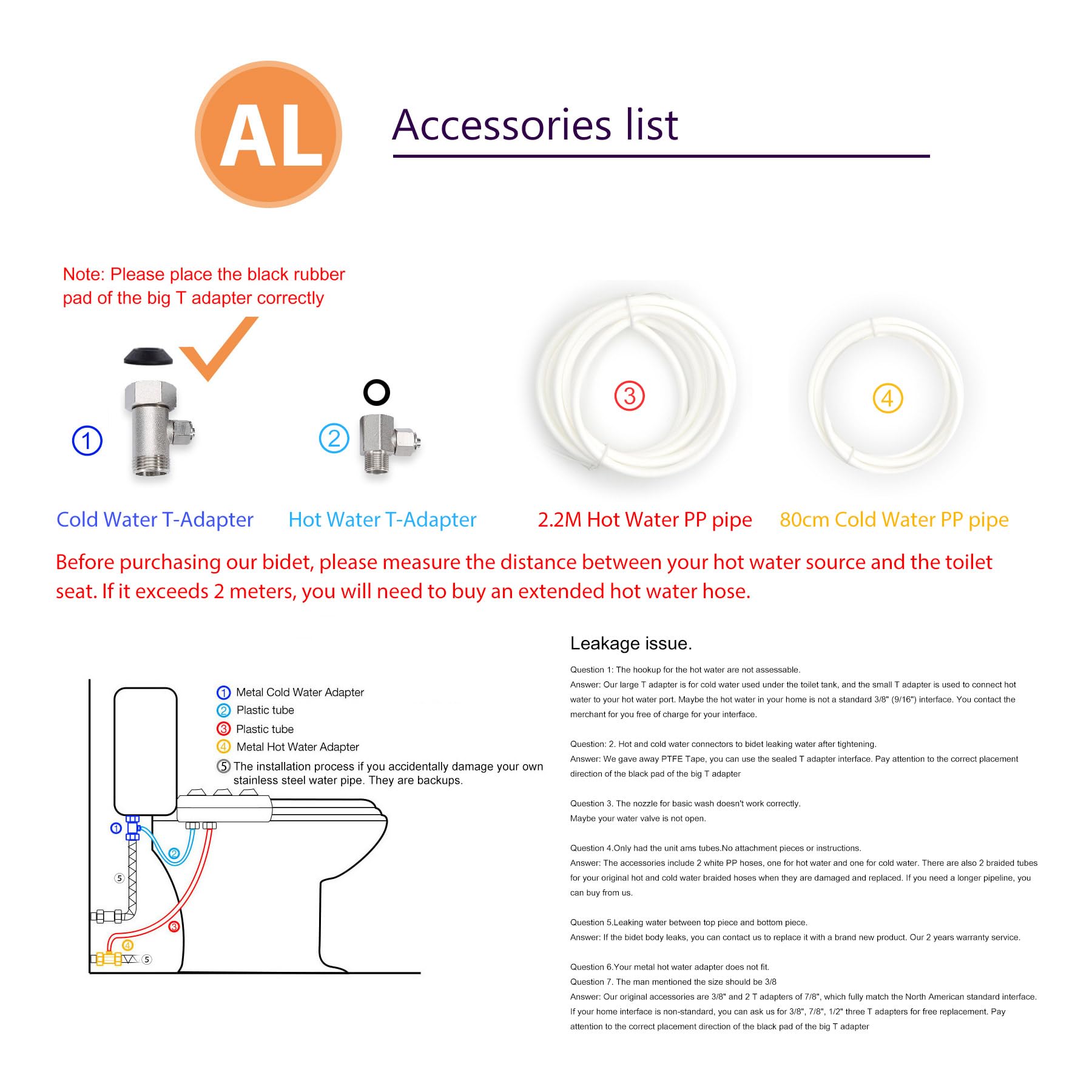 ABHQP - Dual Nozzle Hot and Cold Bidet- Self Cleaning Hot and Cold Water Bidet Non-Electric Mechanical Bidet Toilet Attachment - with Temperature (Silver)