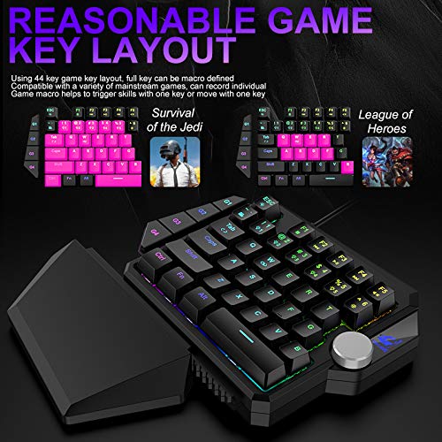 FELICON RGB Gaming Half Keyboard with Detachable Wrist Rest, 39 Programmable Keys Multimedia Knob Professional Rainbow Backlight Mechanical Gaming Keypad Compatible with PC/Xbox/PS4