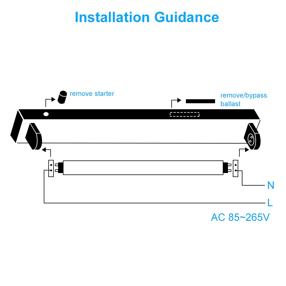 18W 4FT T8 LED Light Tube, Dual-End Powered Ballast Bypass, 40W Equivalent Fluorescent Replacement, 2000LM Frosted Cover Lighting Fixture, Warm White 3000K-3500K, AC85-265V, 4 Pack