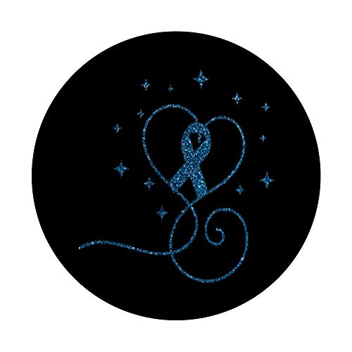 Colorectal Heart Blue Ribbon Colon Cancer Awareness Gift PopSockets PopGrip: Swappable Grip for Phones & Tablets