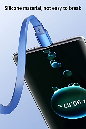 66W Retractable Multi 3 in 1 Charging Cable 3.6FT Super Fast Charger Cable with Type C/Micro USB/IP for iPad Pro, Phone 14/13/12,Samsung S23/S22/S21,PS5,Huawei,Tablets,C Charger and More(2Pack,Blue)