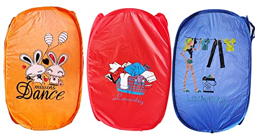 3PCS Mesh Popup Hamper-Foldable Lightweight Basket for Washing-Durable Clothing Storage for Kids Room,Students College Dorm,Home,Travel and Camping-Pop-up Clothes Hamper（Match 7）