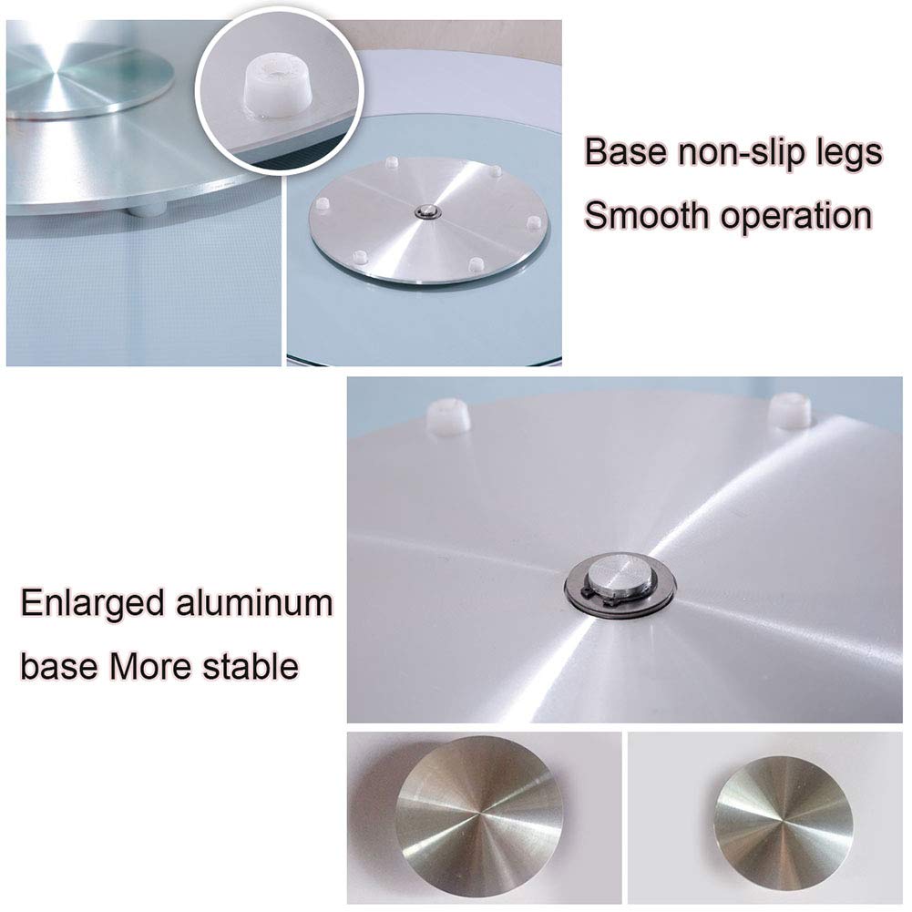 24 inch Kitchen Lazy Susan Turntable with Aluminum Base , Round Table Service Tray, Heavy Duty Non-Skid, Large Glass Turntable,Thick: 10mm