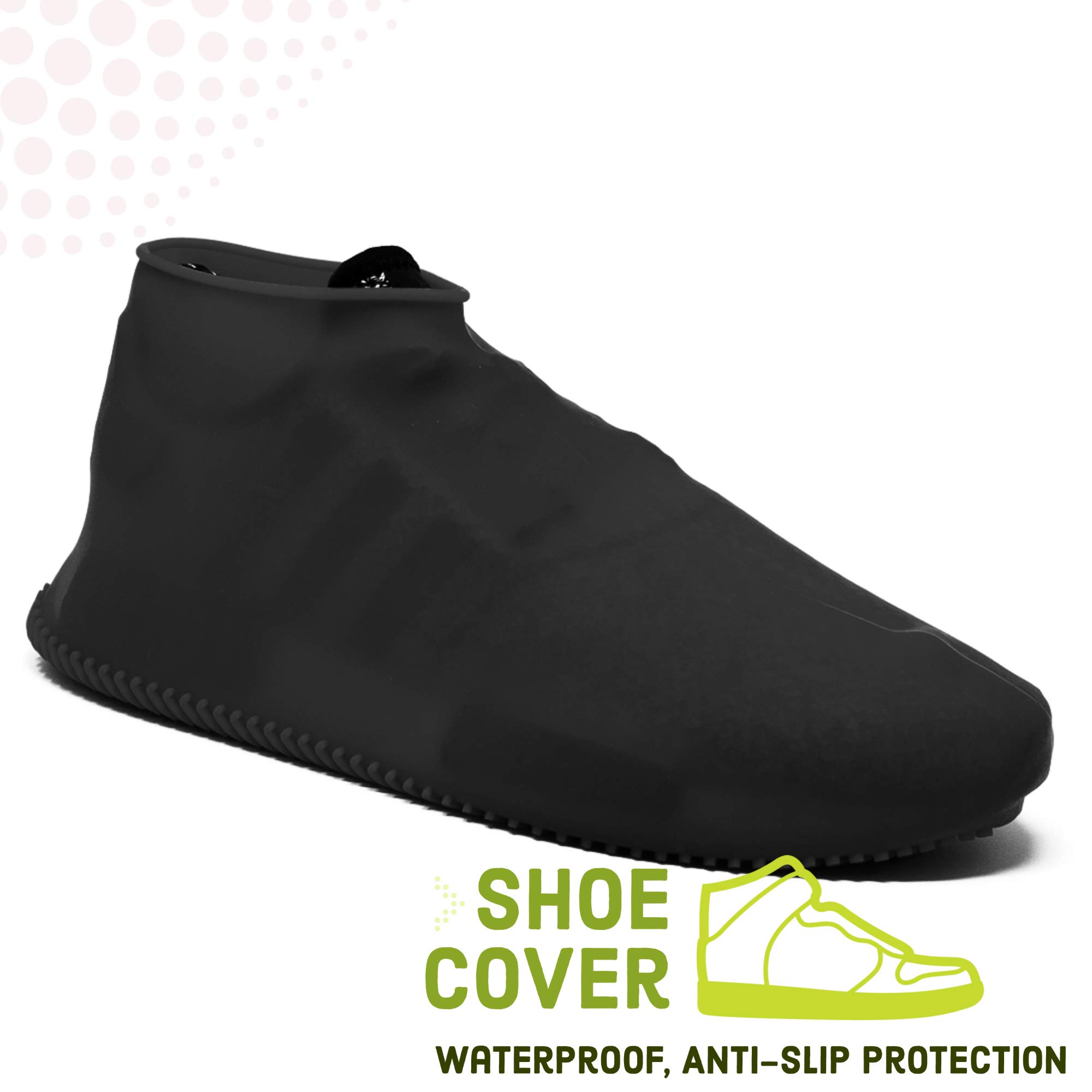 BOVAI - Waterproof Shoe Covers Reusable Rain Shoe Cover Silicone Magic Shoe Running Cover Work Rubber Protector (Black, Extra Large)