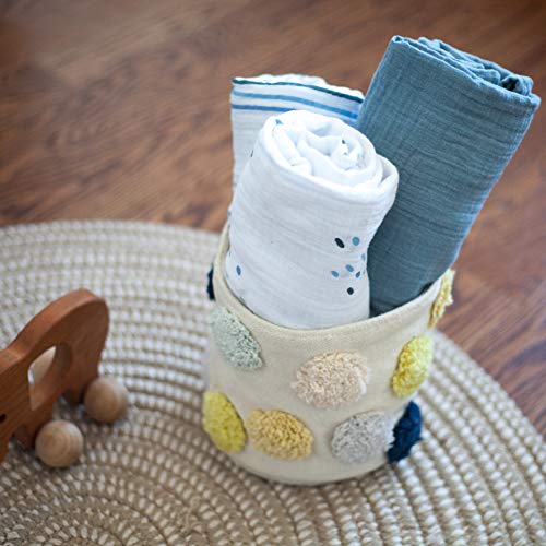 Ely's & Co. Cotton Muslin Swaddle Blanket 1-Pack for Baby Boy— 100% Cotton Muslin Extra-Large Swaddle Blankets (47” x 47”) Ocean Blue