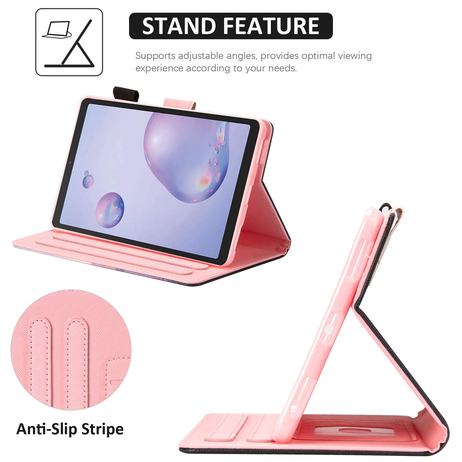Dteck Case for Samsung Galaxy Tab A 8.4 2020 SM-T307 Verizon/Sprint/T-Mobile/AT&T, Slim Multi-Angle Folio Stand Premium PU Leather Case Protective Cover for T307 Galaxy Tab A 8.4 Tablet, Pink Unicorn