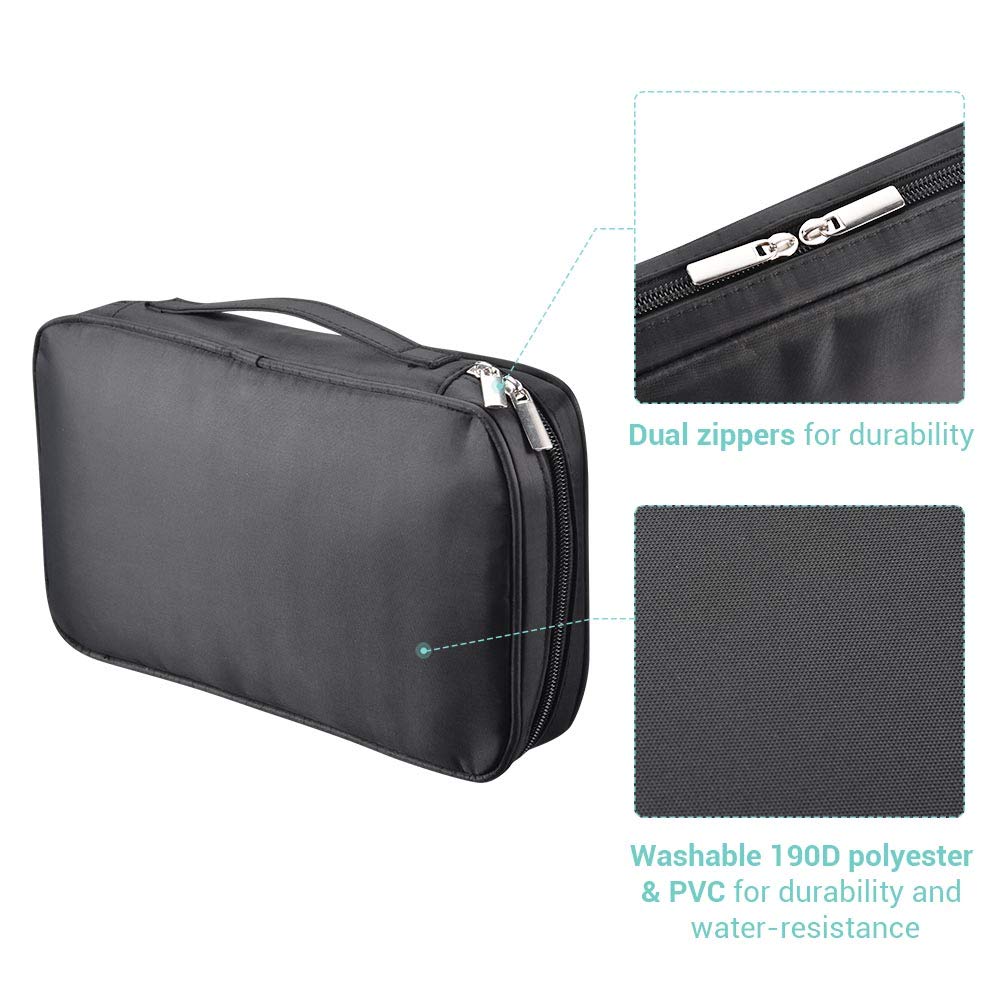 BYOOTIQUE Makeup Brush Bag Organizer Portable Multi Brush Holder Makeup Hand Bag Cosmetic Organizer Detachable Pouch Storage Case for Travel Home, Black