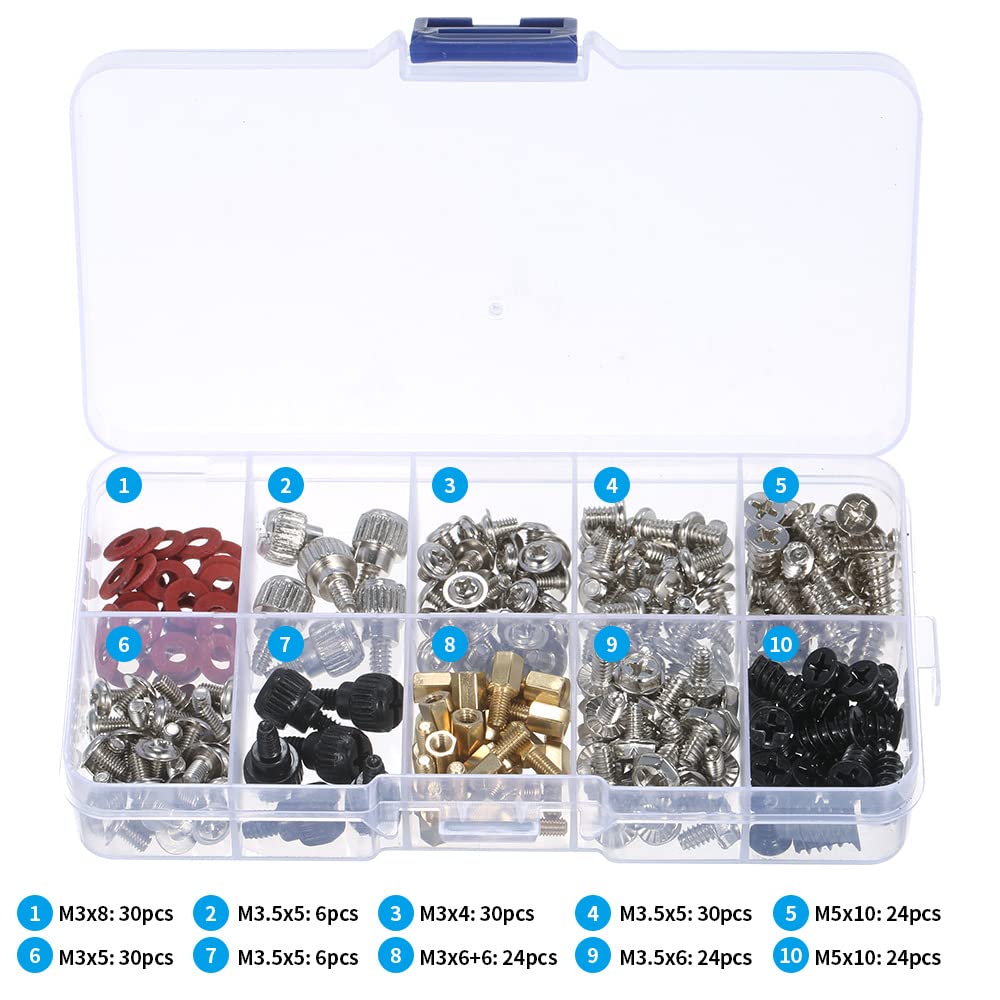 228PCS Basic Computer Screw Kit Desktop Computer Maintenance Screw Set for Computer Case Motherboard Graphics Hard Drive Fan