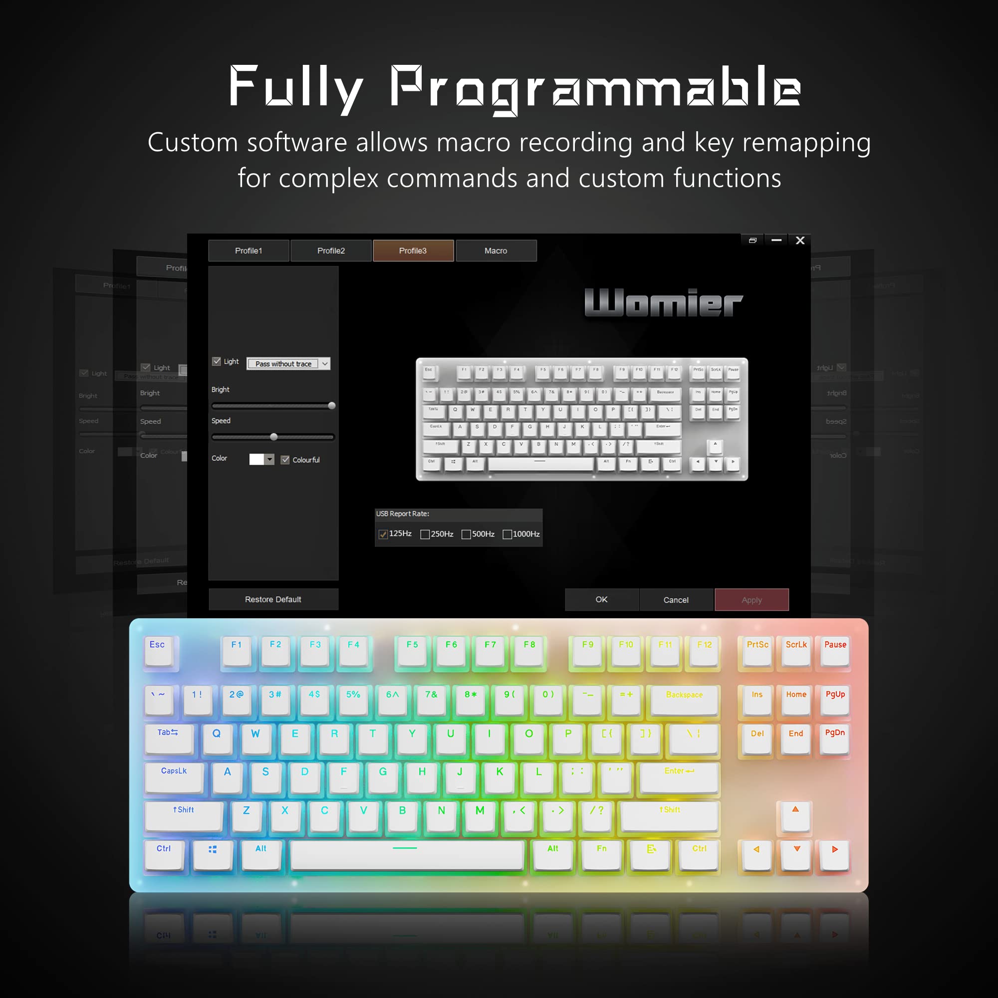 75% Keyboard - Creamy Keyboard, TKL Mechanical Gaming Keyboard, Hot Swappable Keyboard, K87 PRO with Pudding Keycaps Wired RGB Keyboard for PC PS4 Xbox - Red Switch