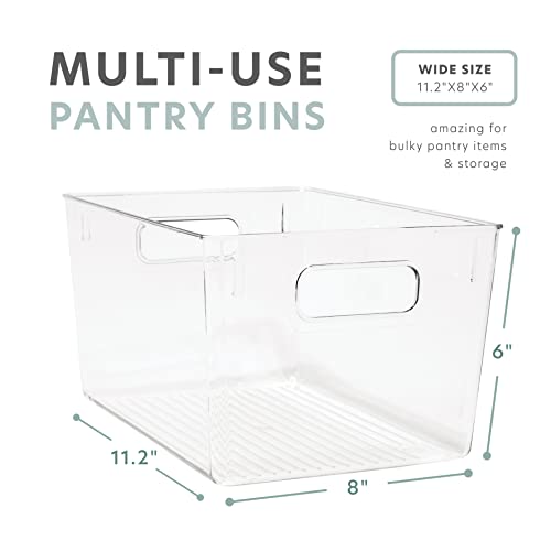 4 Clear Plastic Storage Bins Acrylic Organizers, Pantry Organization and Storage Clear Organizing Bins, Fridge Freezer Organizer Bins Kitchen Organization Containers Laundry Bathroom Cabinet Organizer