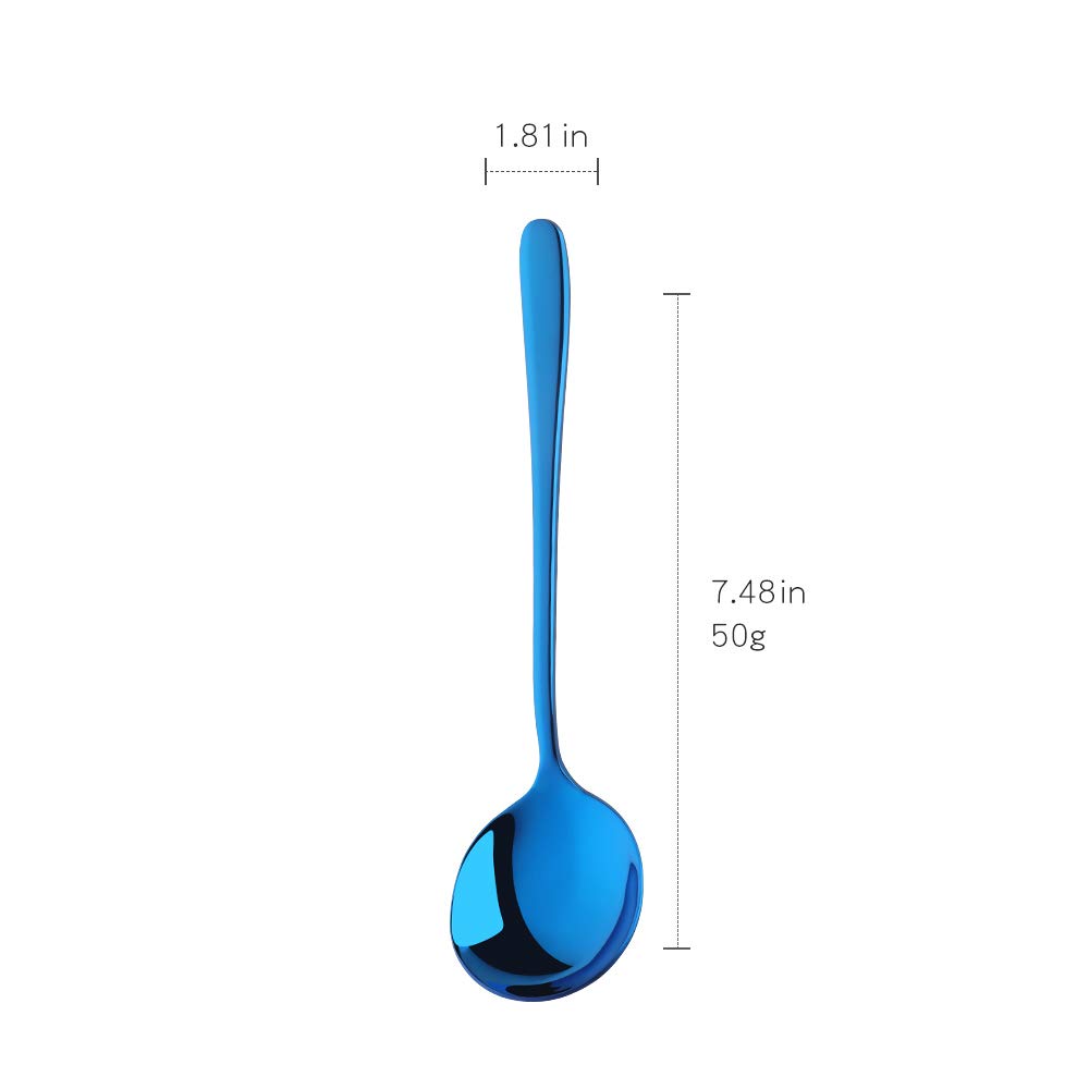 8-pieces Metal Round Soup Spoon 7.4-Inch Metal Korean Dinner Spoon Stainless Steel Table Spoons by Buyer Star