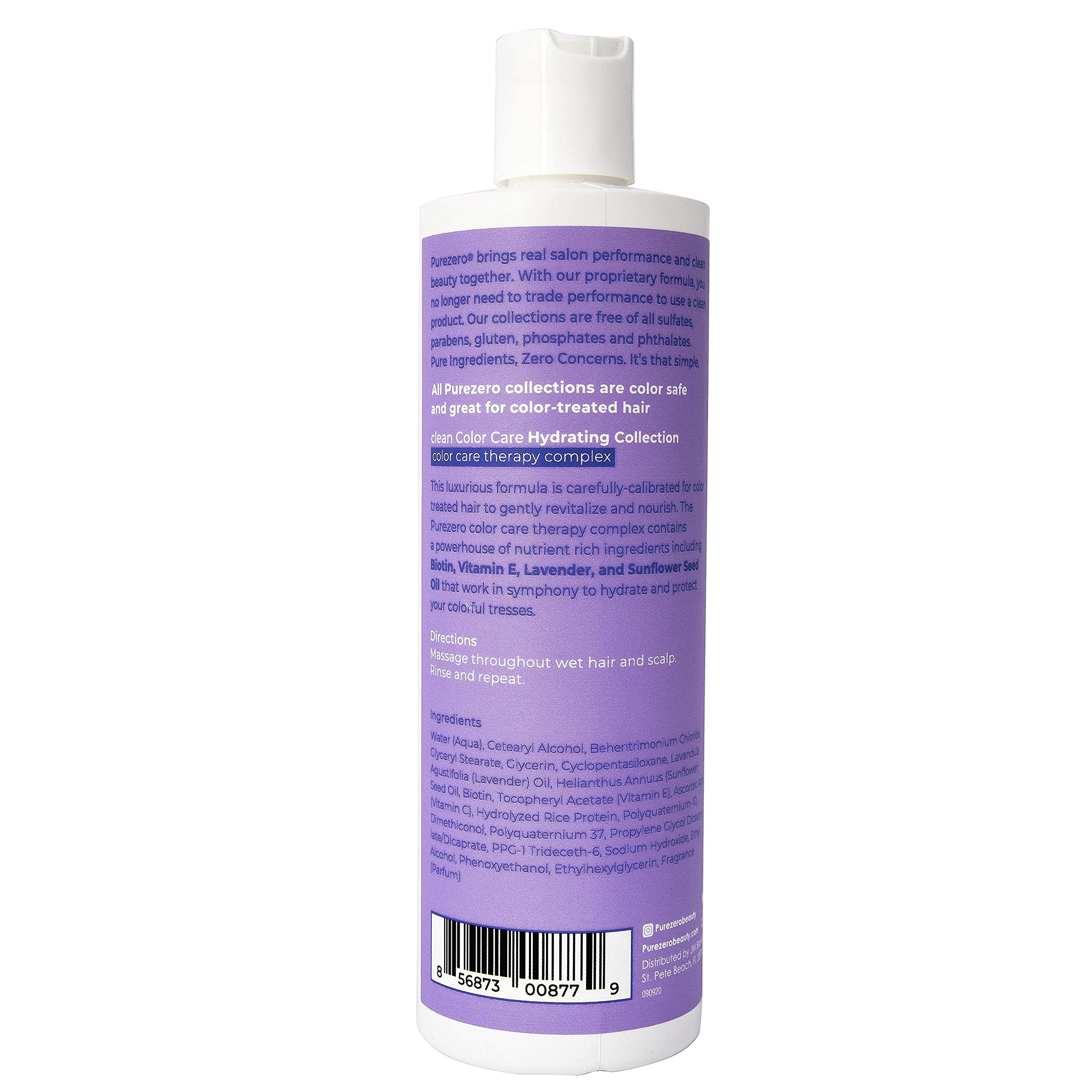Purezero Clean Color Care Hydrating Shampoo & Conditioner Set - Toning, Balance for Color Treated Hair - Hydrate Dry Hair - Zero Sulfates, Parabens