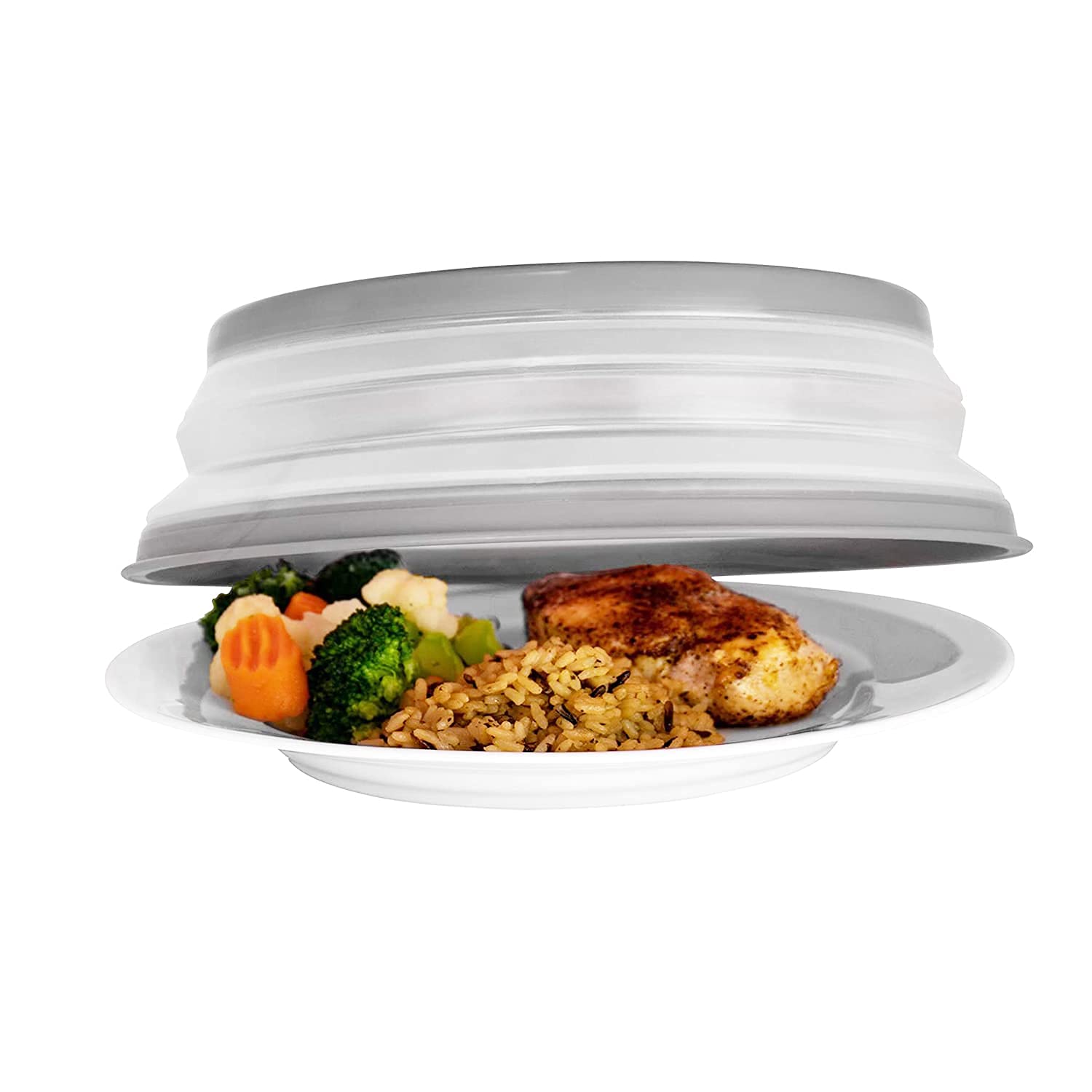 2-Pack Upgraded Microwave Splatter Cover, 10.5 inch Vented Collapsible Microwave Cover for Food, Microwave Plate Cover, Fruit and Vegetable Dish Drainer Basket, BPA-Free, Easy to Grip (Black)