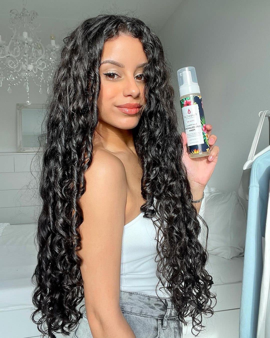 Flora & Curl Sweet Hibiscus Curl Volumizing Foam Botanical Volume Foam for Superior Body and Bounce 6.7 fluid-oz