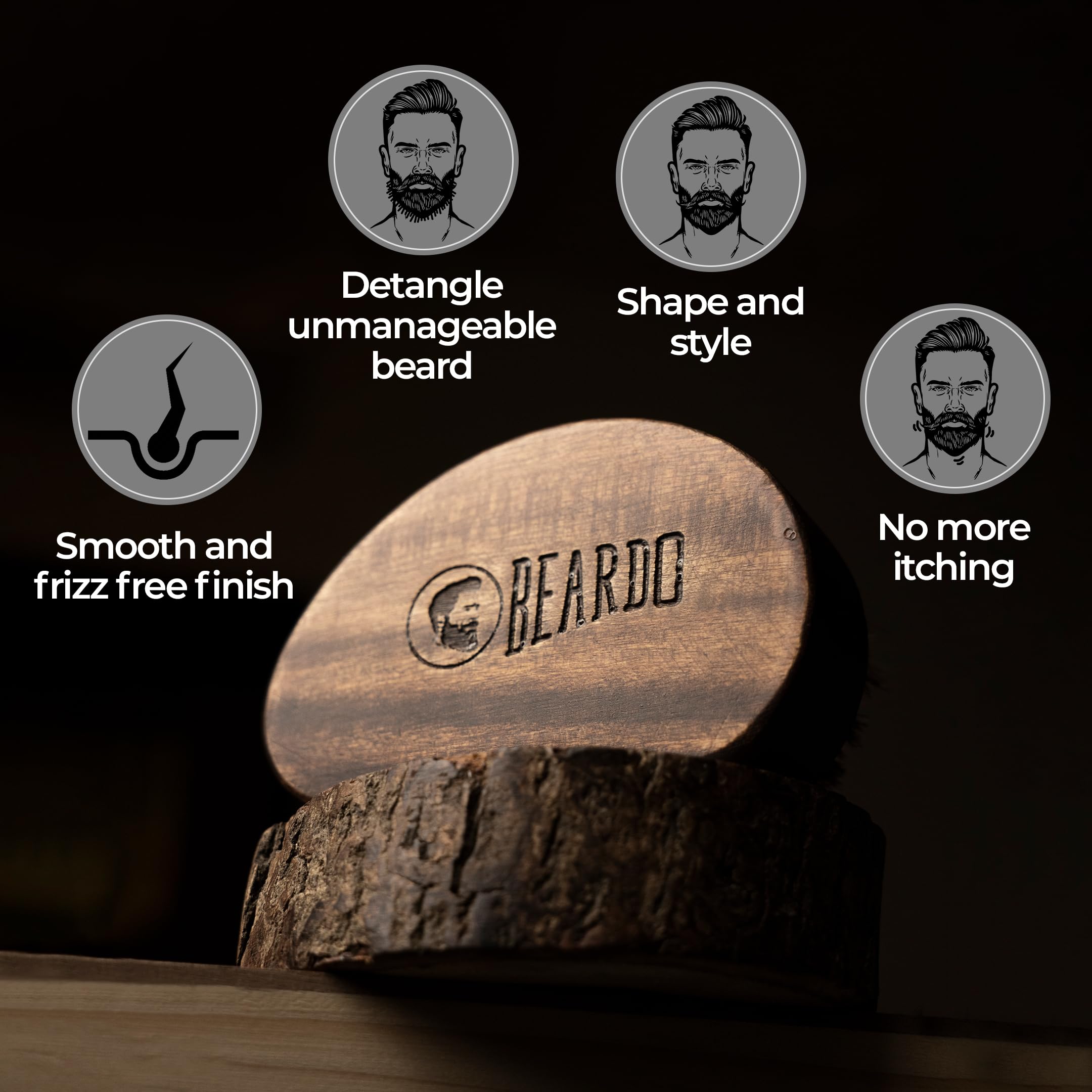 Beardo Boar Bristle Beard Brush For Men | Travel Friendly Pack with Cover | Made from Natural Boar Bristles and Sheesham Wood to shape the beard and simulate hair follicles to boost growth