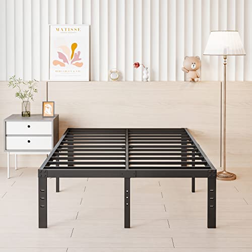 COMASACH 18-Inch King-Bed-Frame, Heavy Duty Tall Black Platform-Bed Frames No Box Spring Needed, Easy Assembly, Under Bed Storage, Noise Free Mattress-Foundation Support up to 4000Lbs