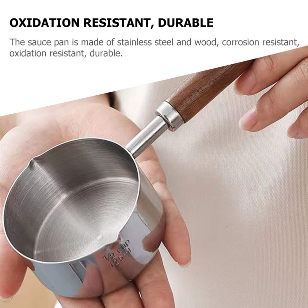 ABOOFAN 250ml Stainless Steel Mini Butter Warmer Small Milk Pot Coffee Milk Warmer