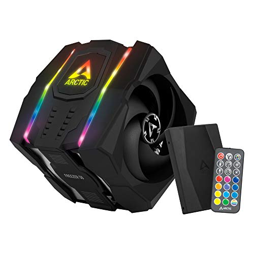 ARCTIC Freezer 50 (incl. A-RGB Controller) - Multi Compatible Dual Tower CPU Fan with A-RGB, CPU Air Cooler for AMD and Intel, Two Pressure-Optimised Fans, 6 Heatpipes, Incl. MX-4 Thermal Paste