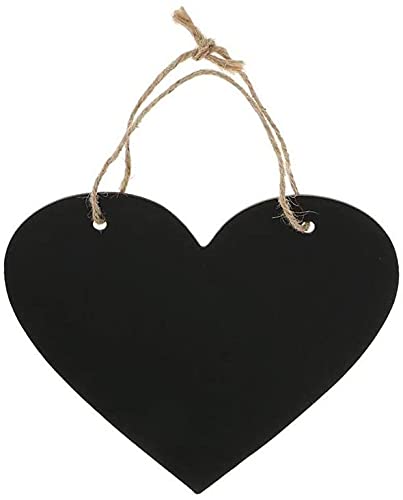 8.6 x 7 InchHanging Wooden Blackboard Erasable Message Chalkboard with String for Signs, Weddings, Parties, Home, Garden Decorations,3 Pcs (Heart Shaped)