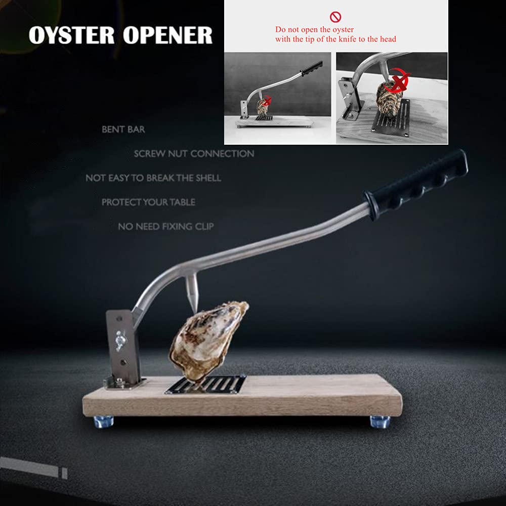 NOMAL Stainless Steel Vertical Oyster Shucker Adjustable Oyster Clam Opener Machine Heavy Duty Oyster Sheller Practical Tool for Hotel Buffets, Homes Gift (WOOD)