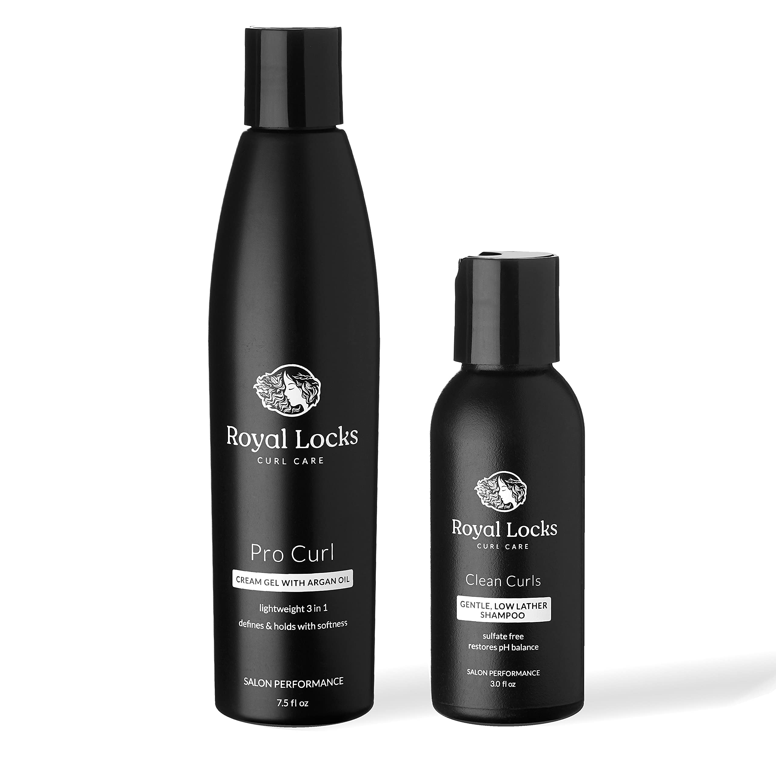 Royal Locks Pro Curl Cream Gel + Clean Curls Shampoo Trial - Lightweight Curl Defining Cream, plus Gentle Curl Friendly pH Balanced Cleansing (7.5 fl oz & 3 fl oz)
