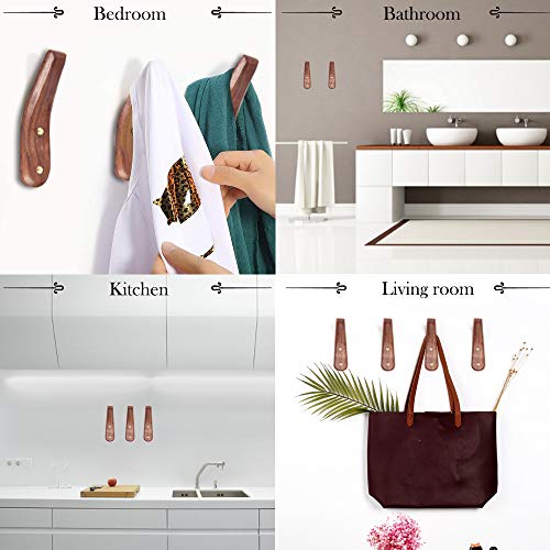 4 Pcs Wooden Coat Hooks- Wall-Mounted Wood Wall Hanger Simple Modern V Shape Handmade Craft Coat Rack for Hanging Coats Hats Bags Towels