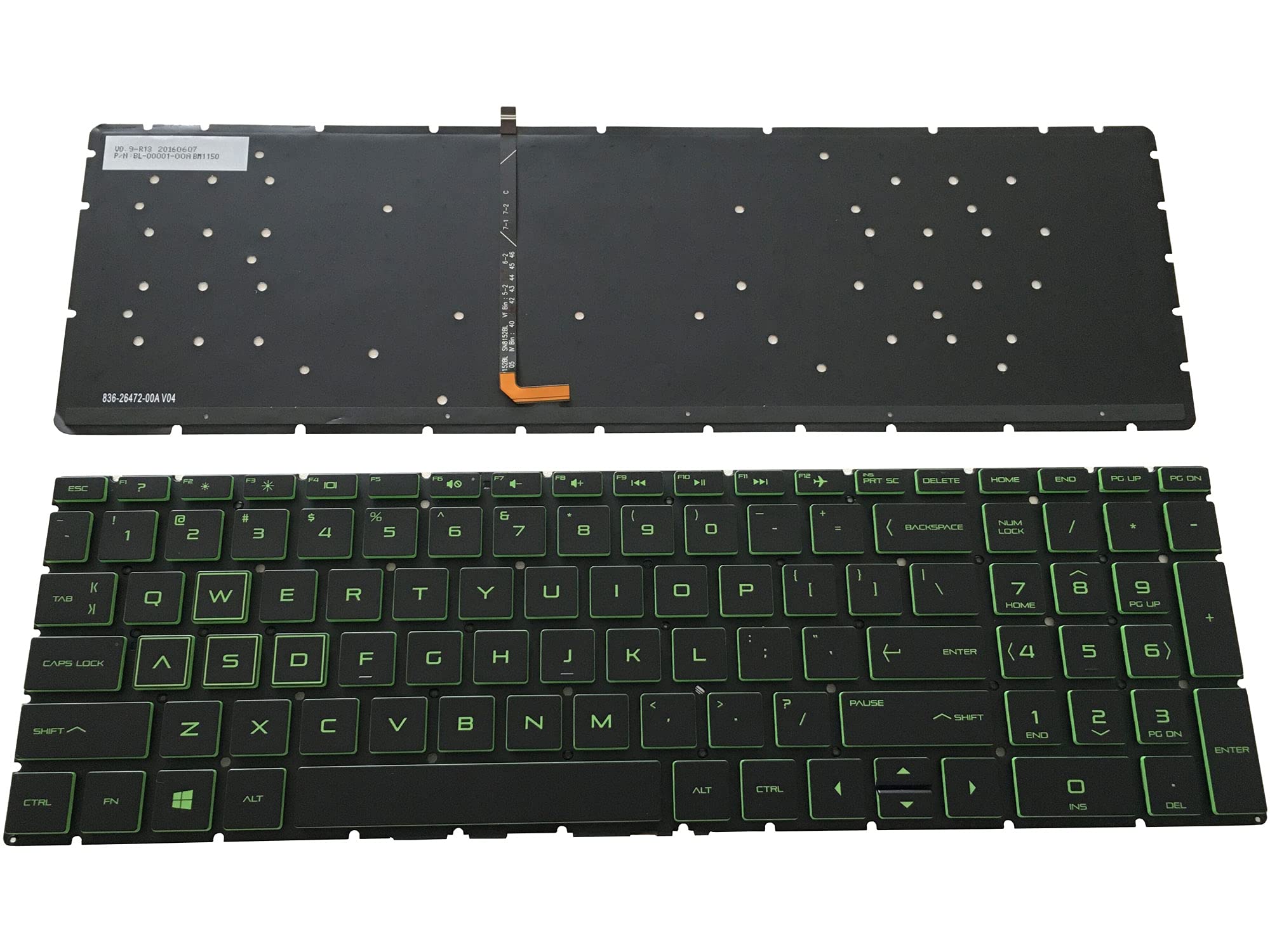 Notebook Keyboard for HP Pavilion Gaming 15-ec 15-ec0000 15z-ec000 15-ec0010nr 15-ec0013dx 15-ec1010nr 15-ec1046nr 15-ec1073dx 15-ec2021nr Green Font Backlight Keyboard Black