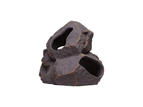 Plecoceramics Ceramic Magma Rock Stone Decoration - Aquarium Fish Tank Hideway Decor - for Cichlids Plecos Bettas