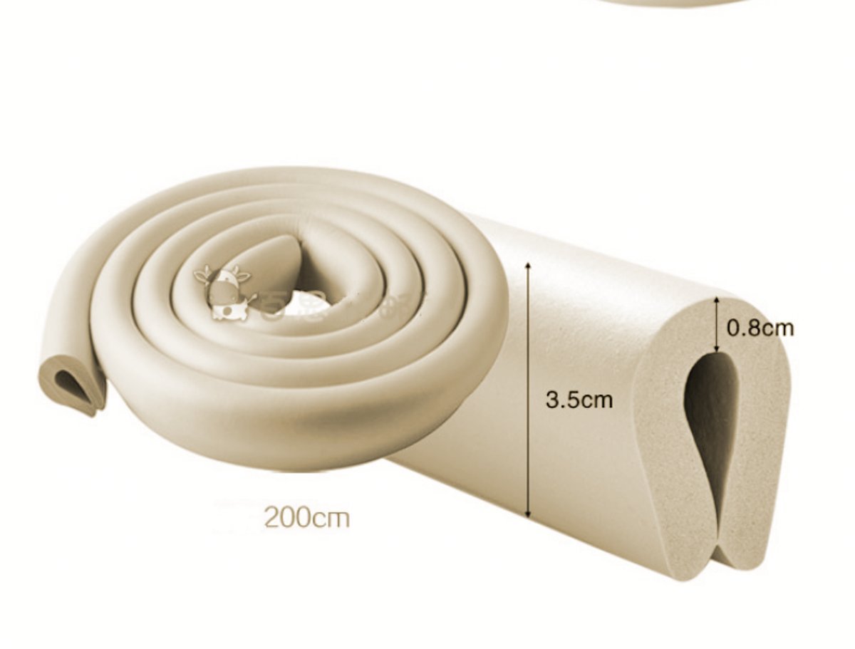 Beige 2x2 Meters (13 FT) U Shape Glass Table Edge Protectors Premium High Density Foam Baby Safety Bumper Guard Foam Strip